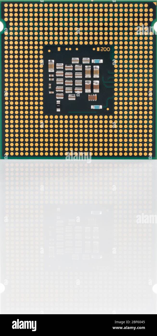 Microprocessor - closeup detail, white background Stock Photo - Alamy