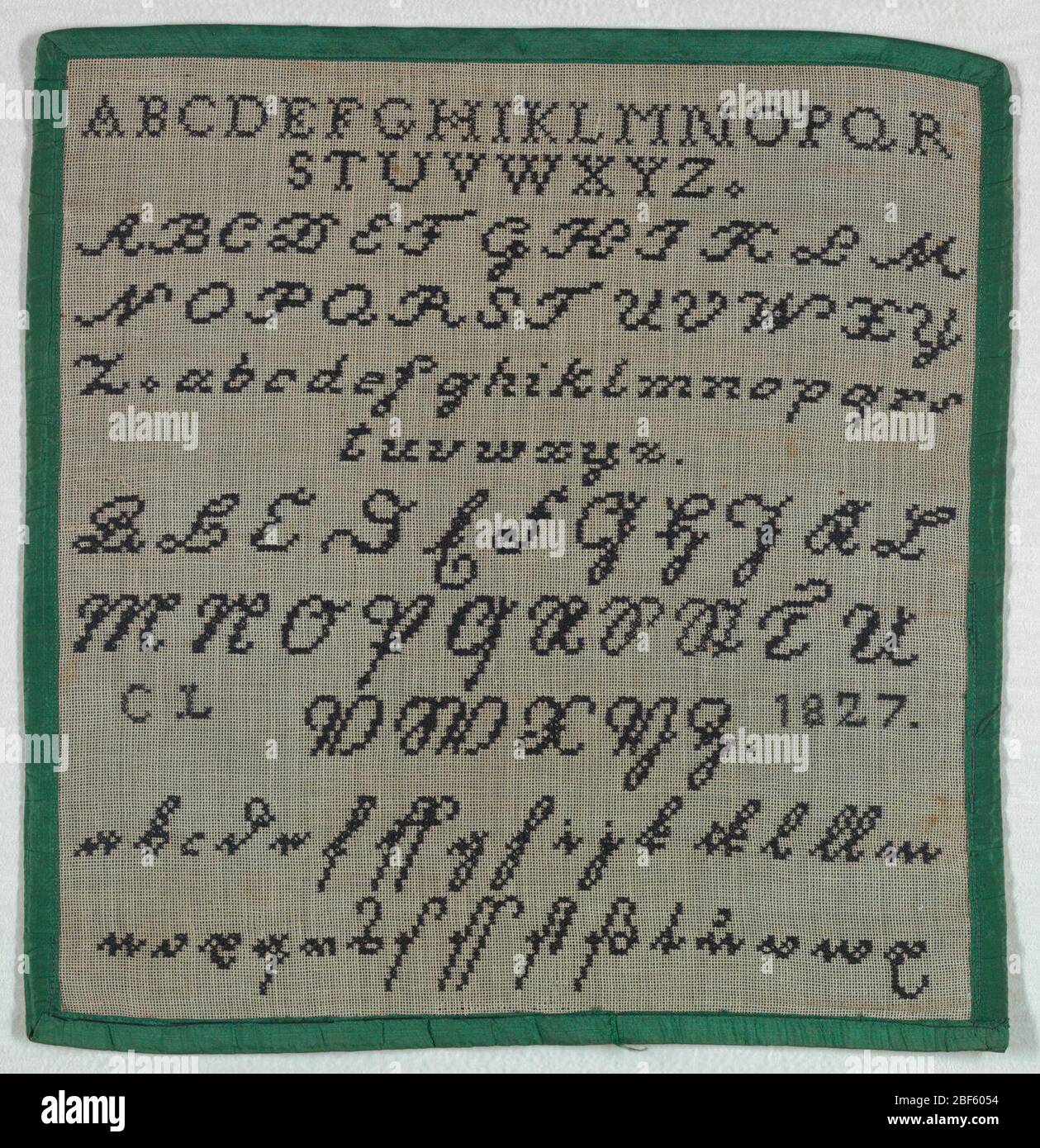 Sampler. Five different alphabets, the last two a German script Stock ...