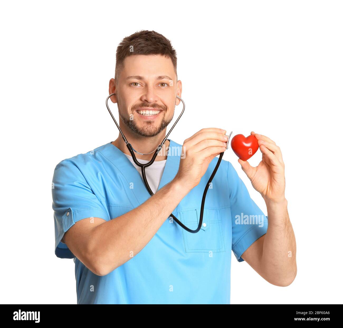 Male cardiologist on white background Stock Photo - Alamy