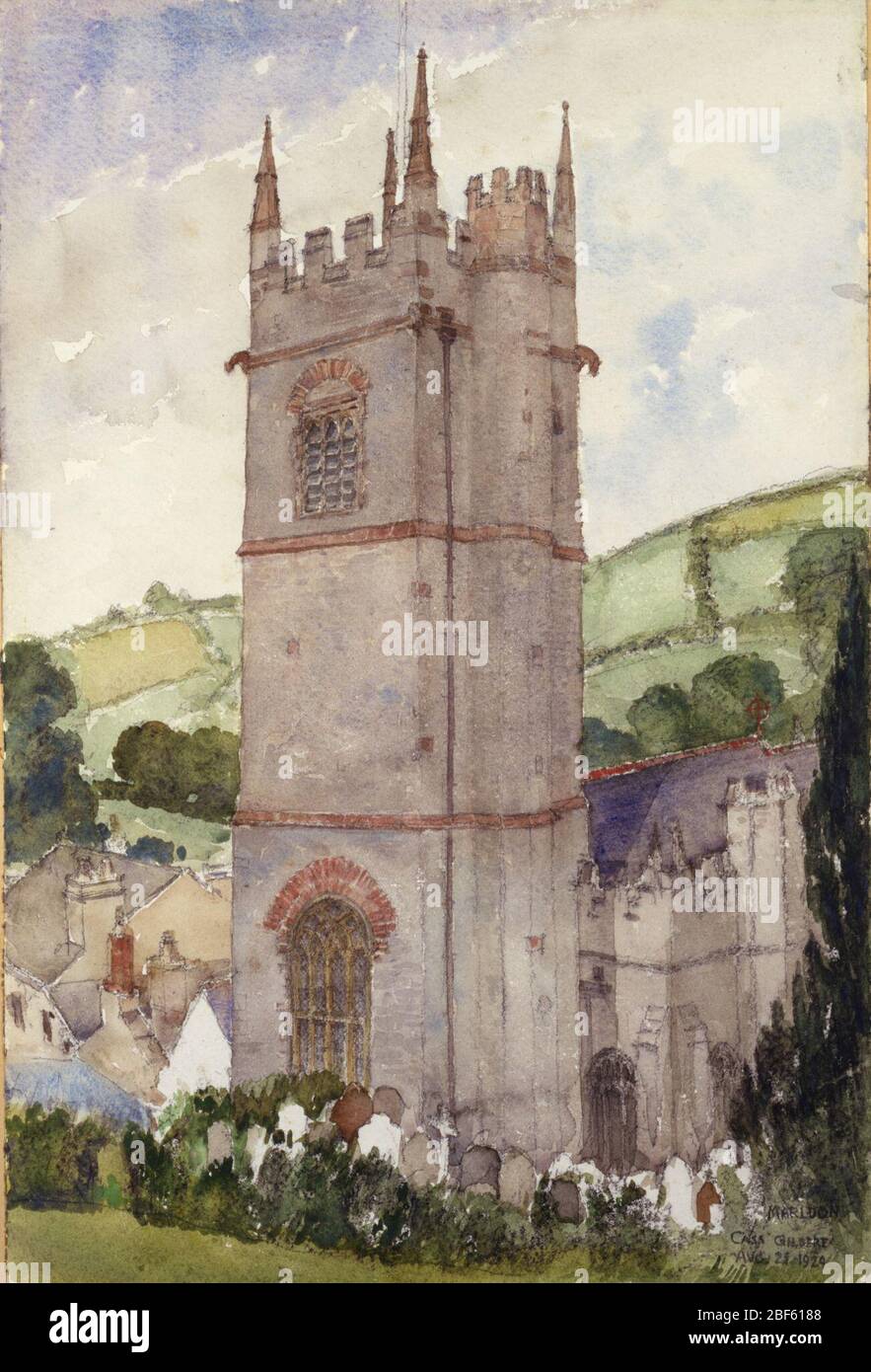 Church Tower Marldon Stock Photo - Alamy