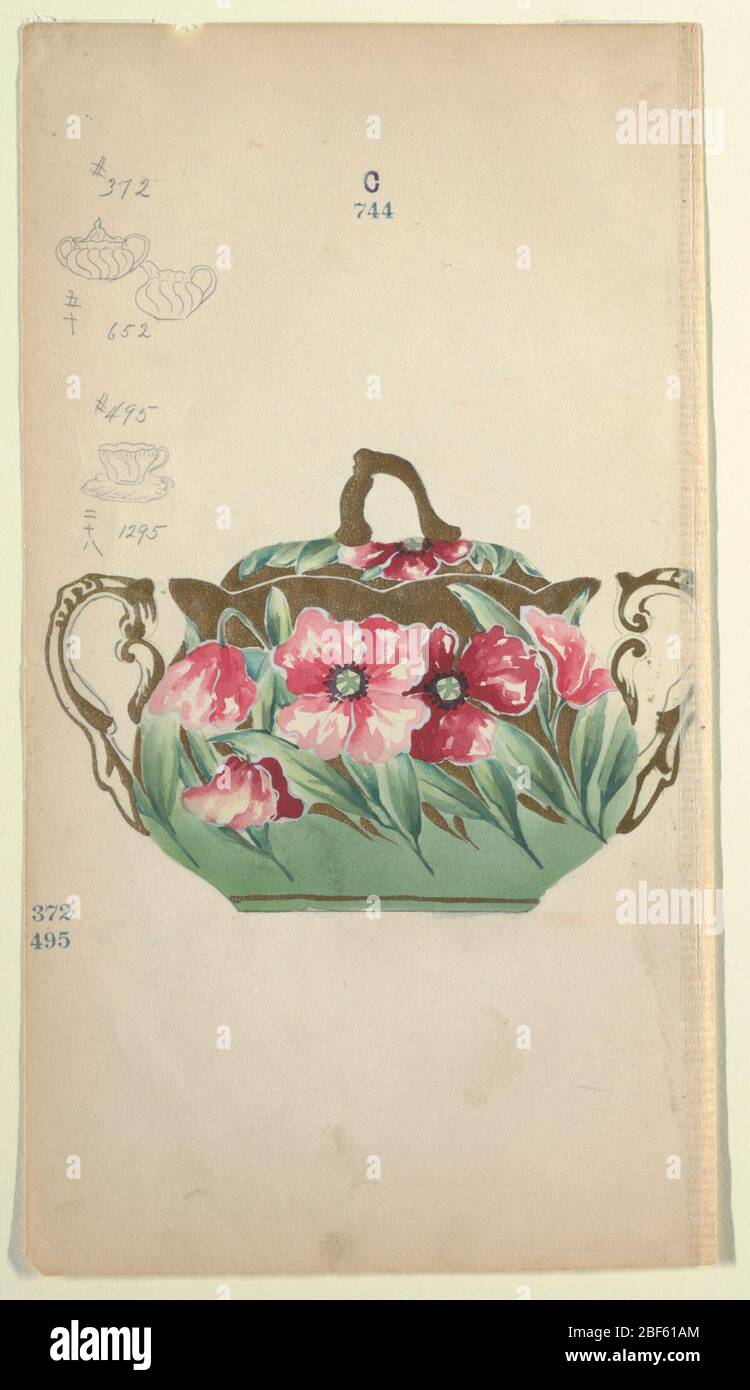 Design for a Sugar Bowl. Design for a sugar bowl with two looped ...