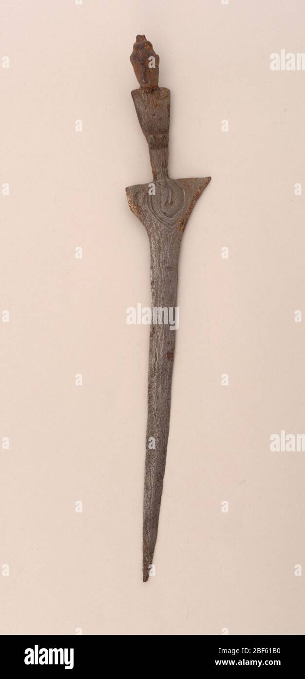 Knife. Integral. Flat tapered pointed blade, swelling toward sharp ...