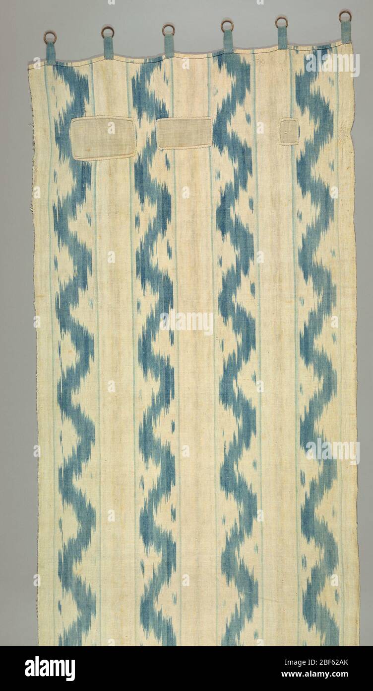 Curtain panel. Vertical curtain panel with four broad vertical bands ...