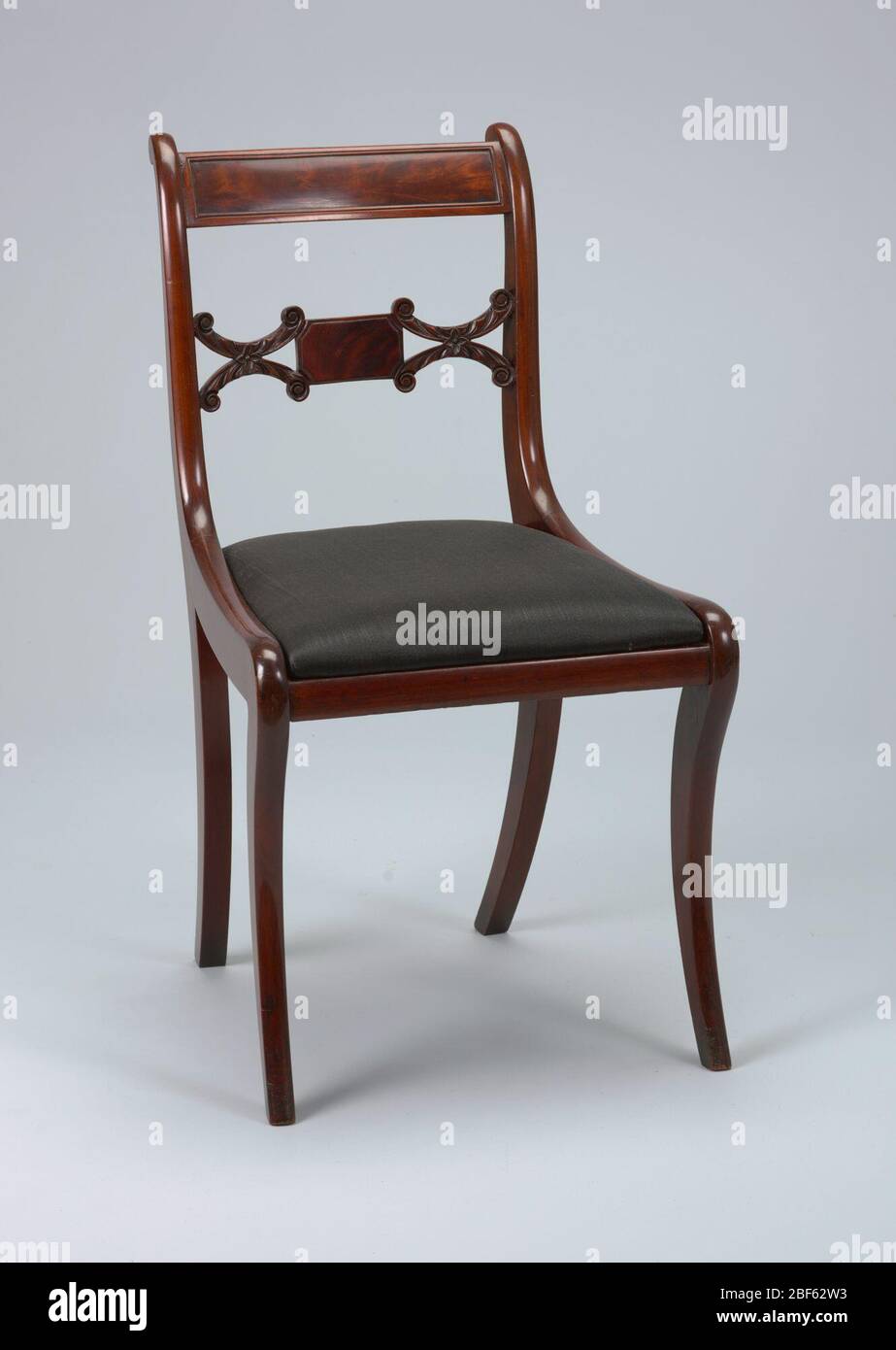 Side Chair. Back legs flat-sided, front legs flat excepting rounded ...