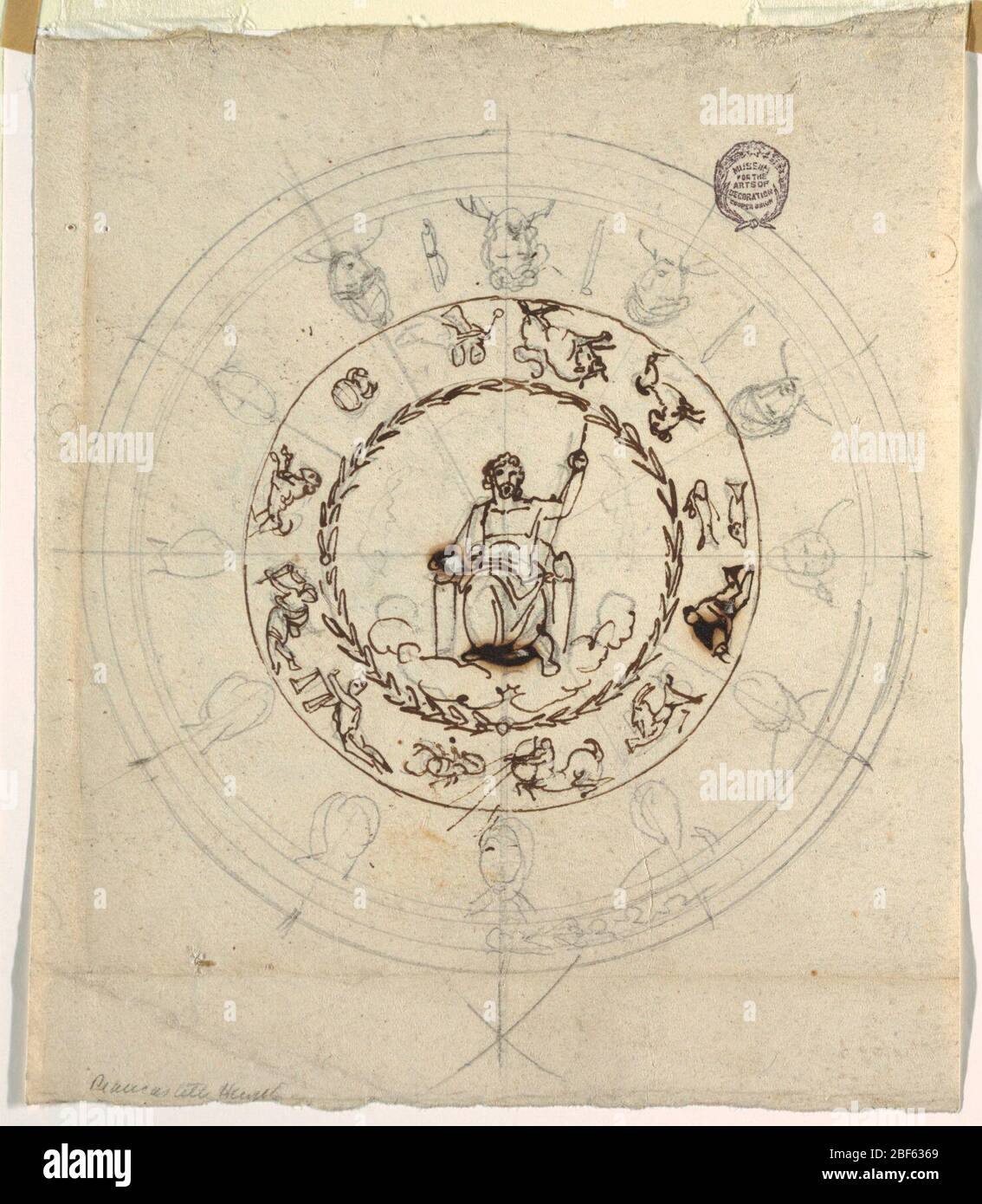 The Zodiac. A circle with enthroned Zeus at the center. Framing him is ...
