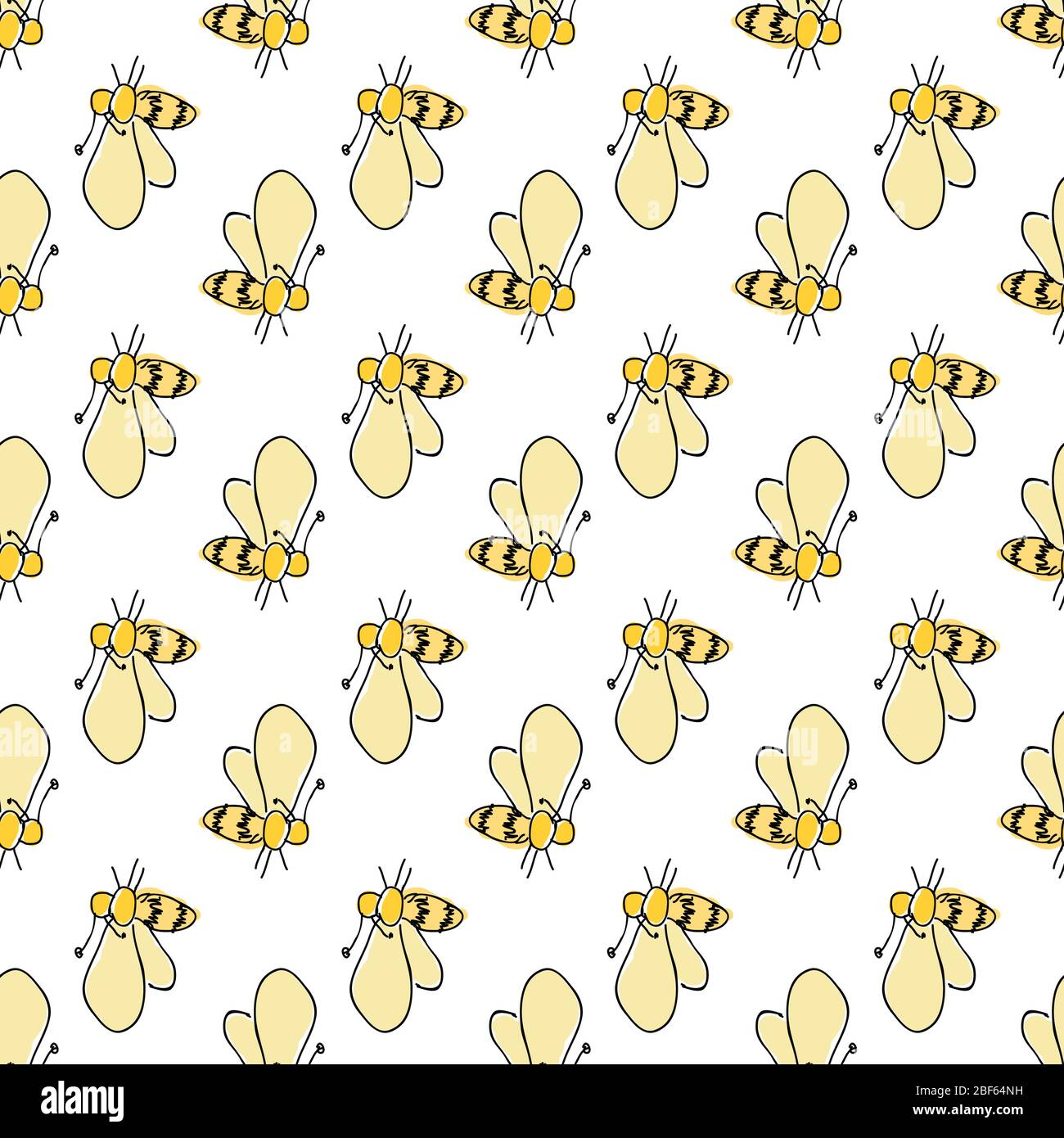 confused Bees in flight seamless vector repeat on white background ...