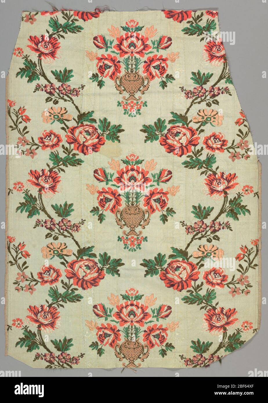 Fragment. Symmetrical pattern of flowering vines around flowering urns ...