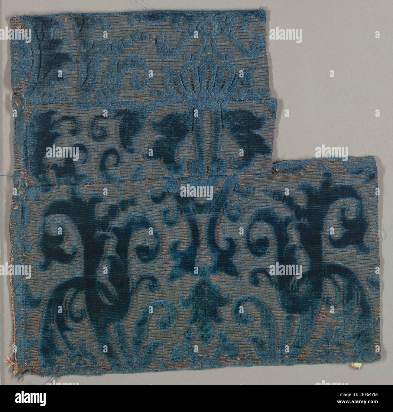 Fragment. Scroll pattern on glinting metallic background. Blue Stock ...