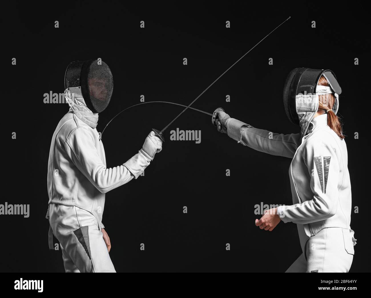 Fencers fencing black hi-res stock photography and images - Alamy