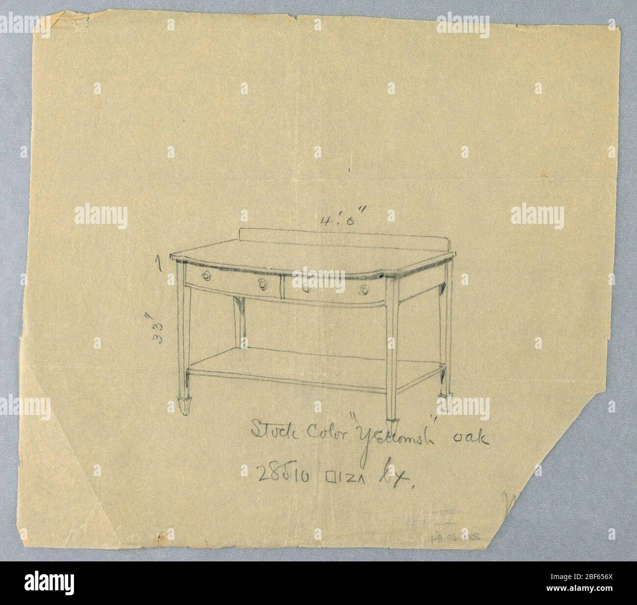Design for Serving Table with Two Drawers and Convex Front. Oblong top ...