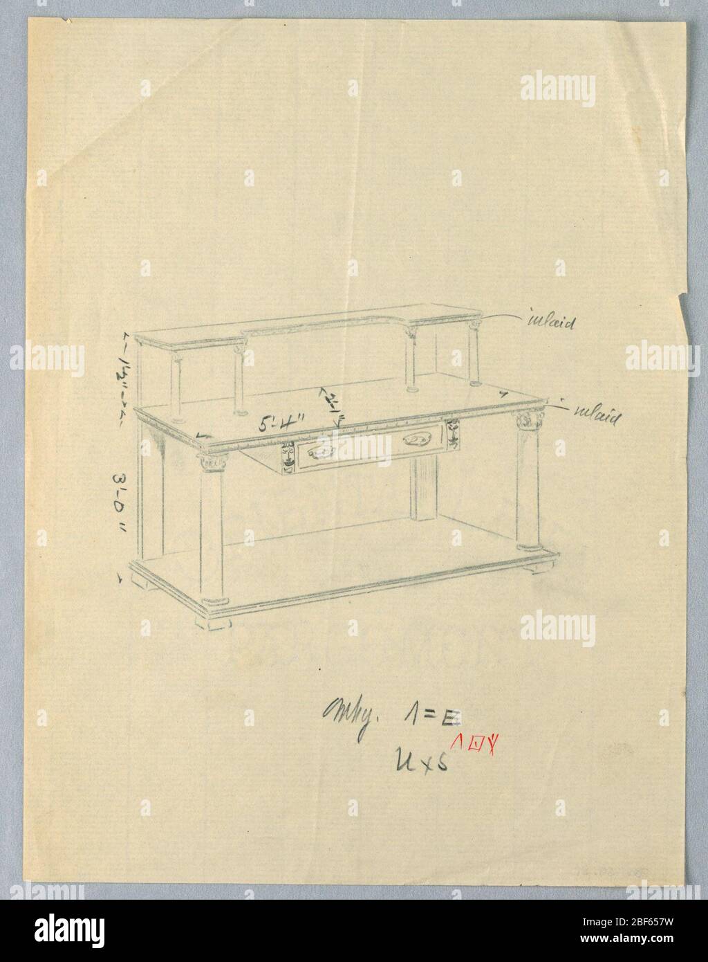 Design for Serving Table with Upper and Lower Shelves. Rectangular ...