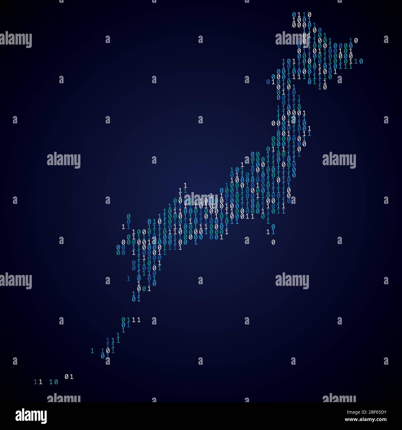 Japan country map made from digital binary code Stock Vector Image ...