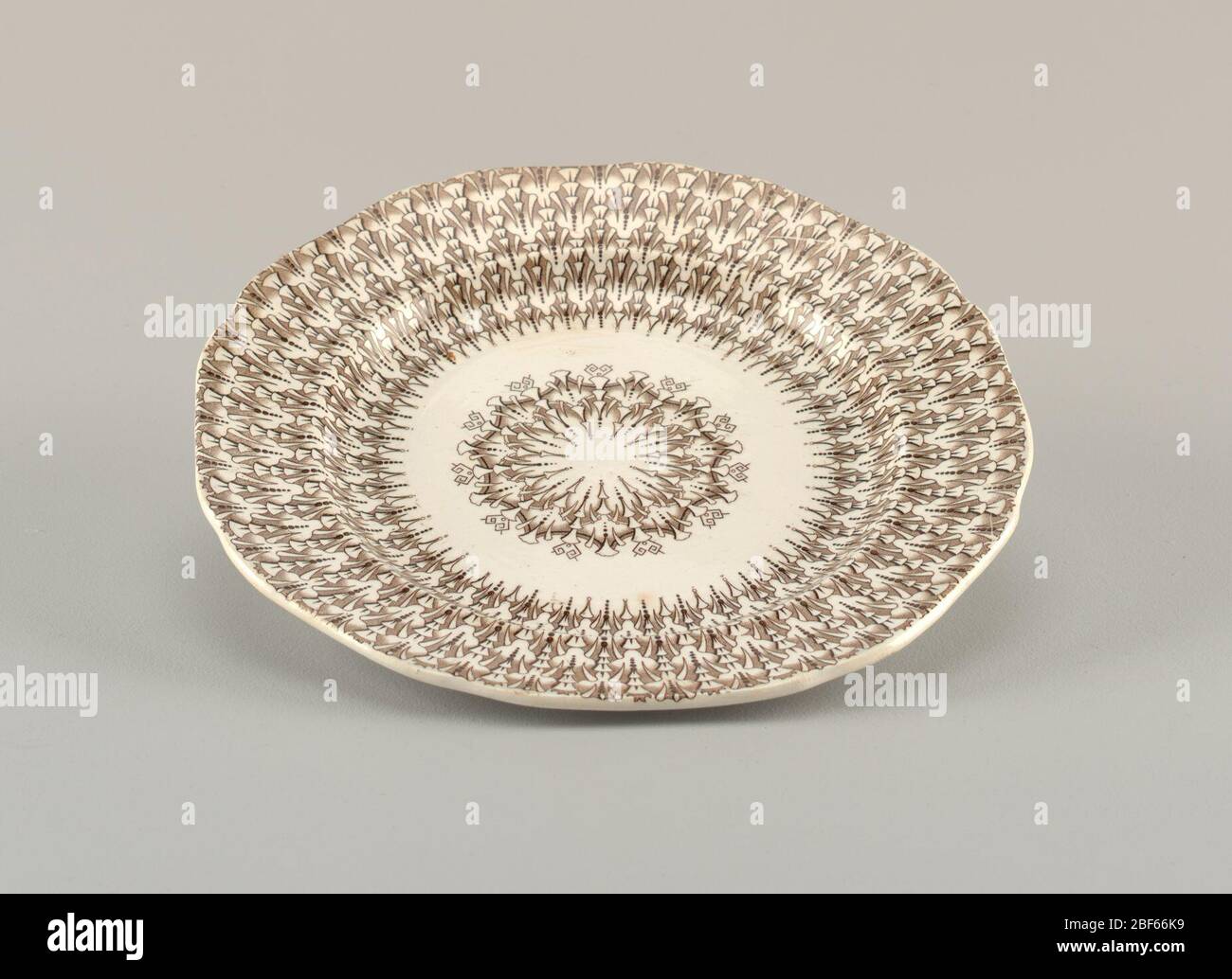 Hesper. Plate with brown transfer-printed decoration on white ground in ...