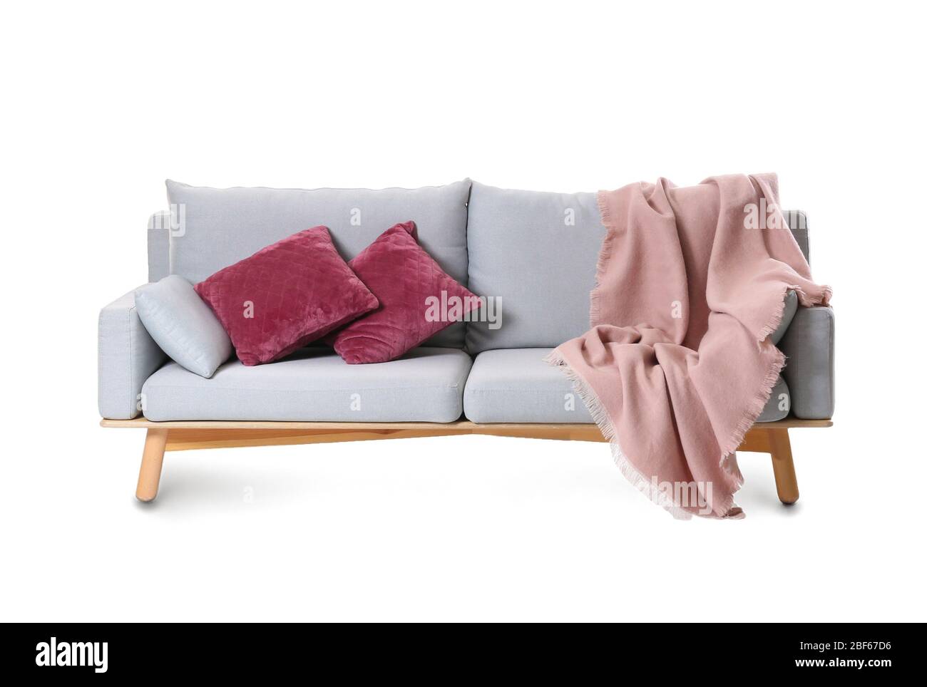 Comfortable sofa on white background Stock Photo - Alamy