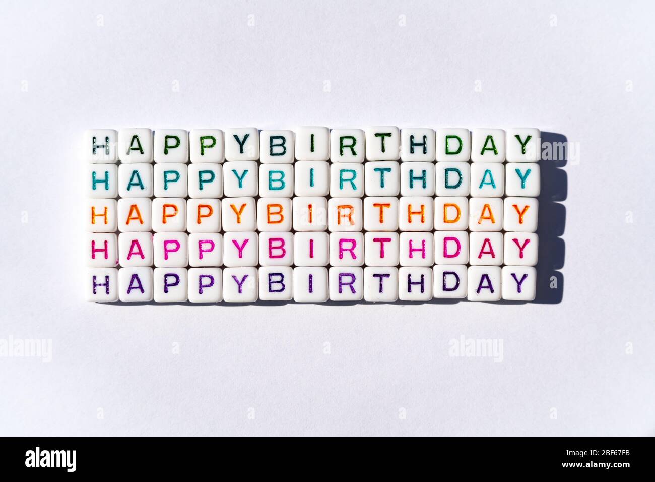 Happy Birthday postcard with multicolor cubes on white background Stock ...
