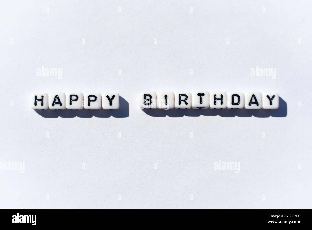 Happy Birthday postcard with white cubes on white background Stock ...