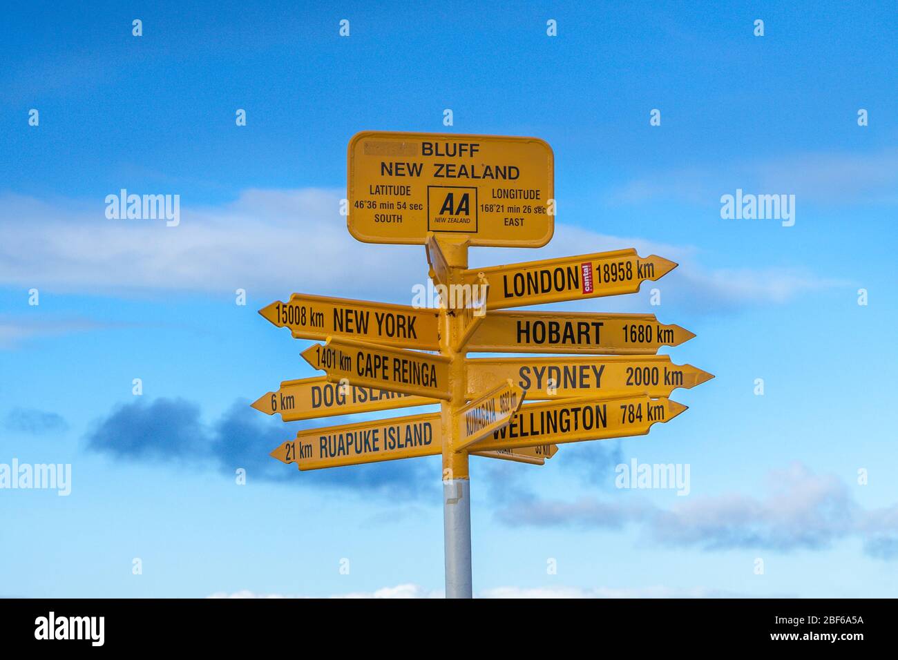 Stirling Point Signpost, South Island, New Zealand Stock Photo - Alamy