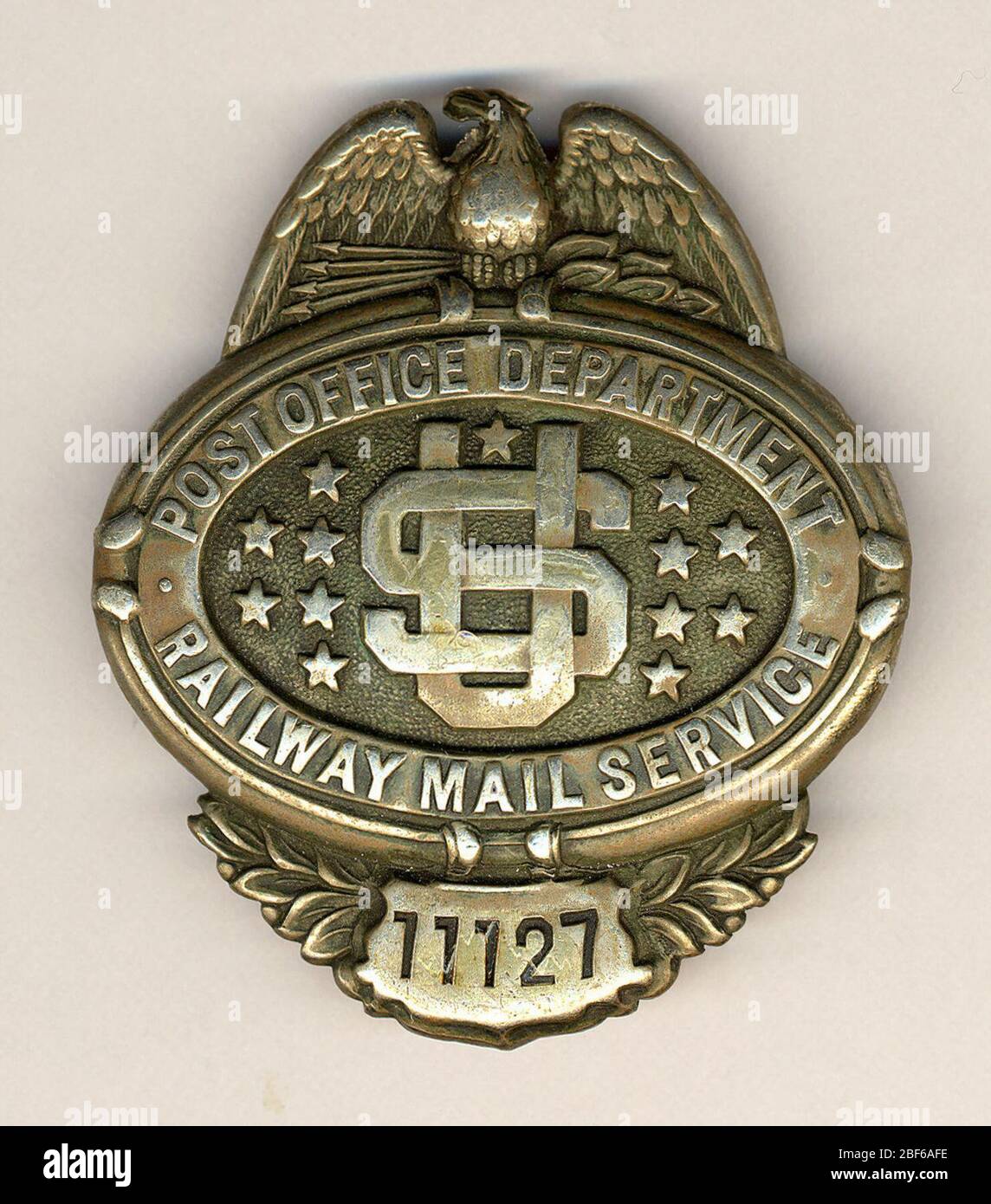 RMS clerk chest badge number 11127. U.S. Post Office Department Railway ...
