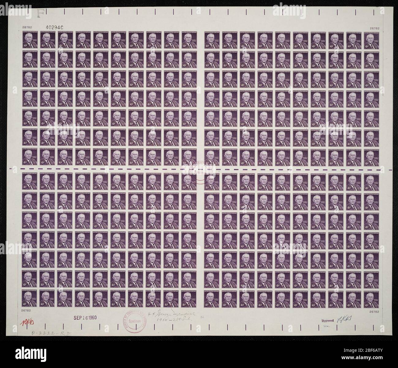 4c Senator George Memorial plate proof. Certified plate proofs are the ...