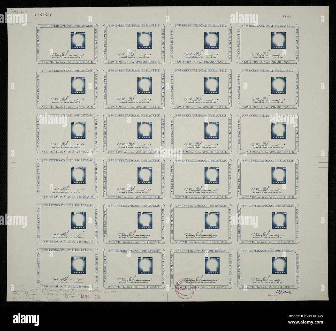 11c Fifth International Philatelic Exhibition frame plate proof ...