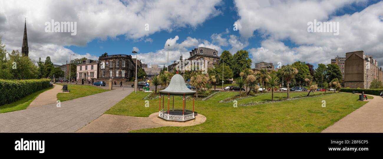 Panoramic view of small Park with miniature bandstand, Perth Road ...