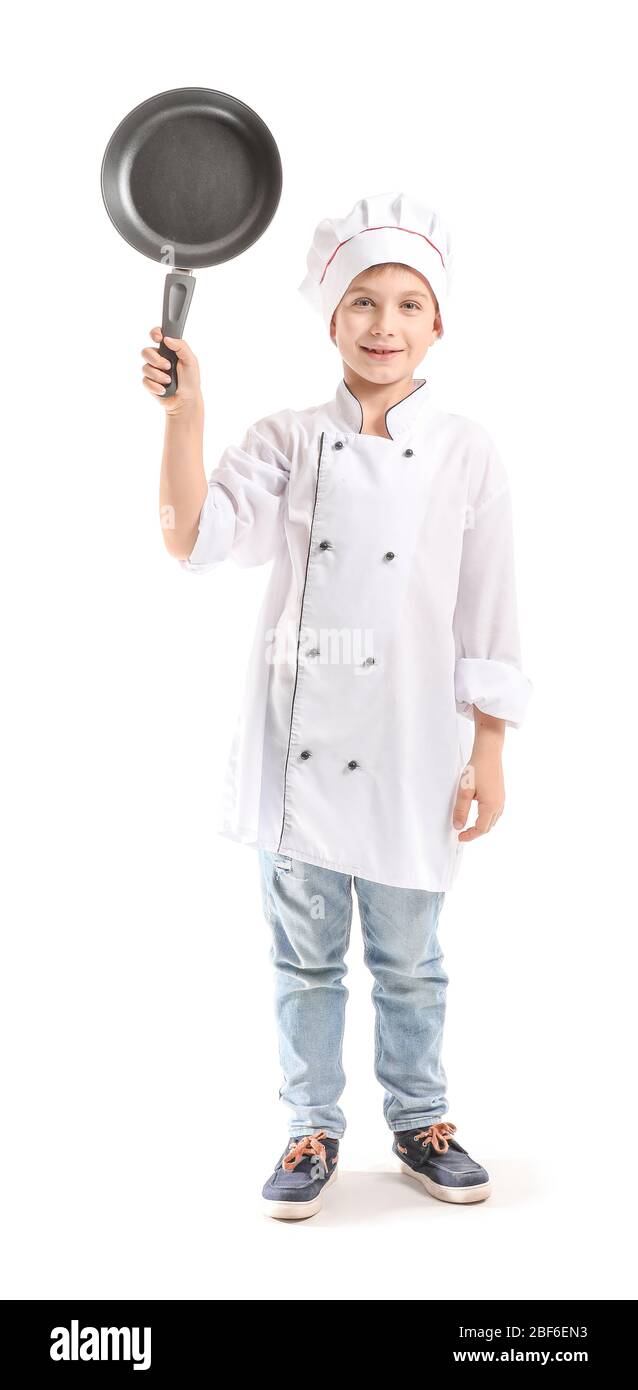 Cute little chef on white background Stock Photo - Alamy