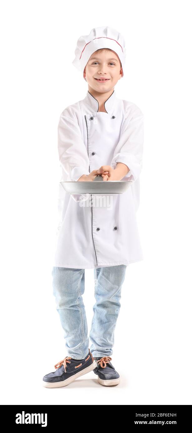 Cute little chef on white background Stock Photo - Alamy