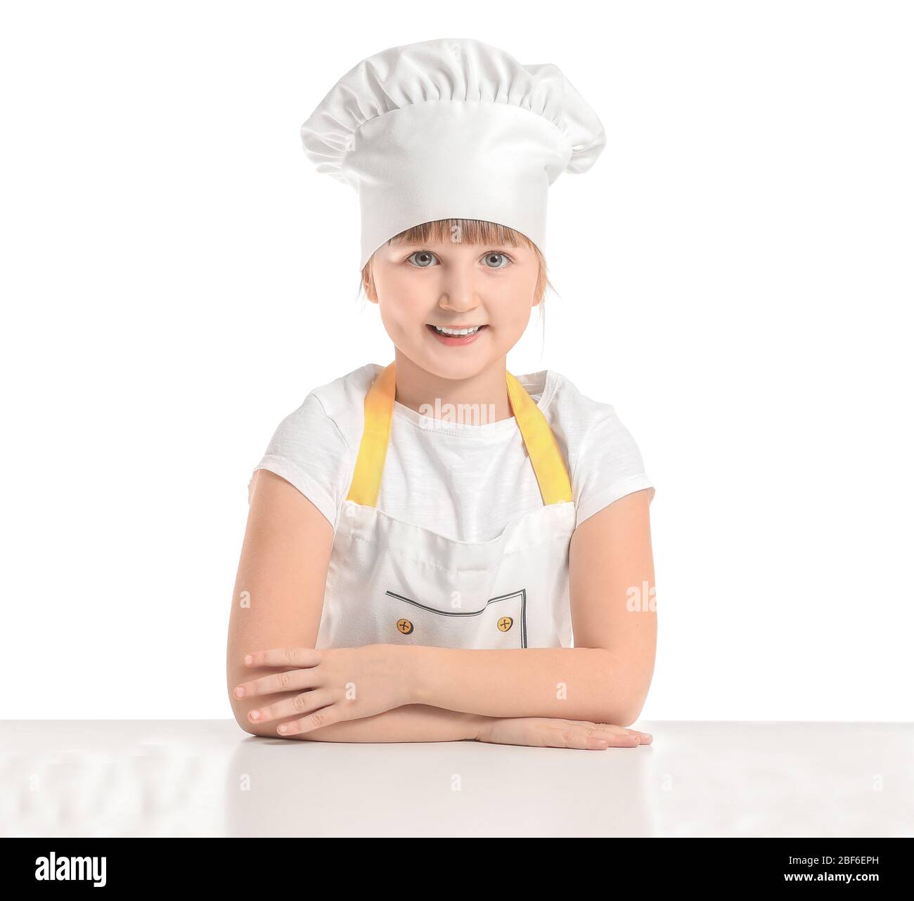 Cute little chef on white background Stock Photo - Alamy