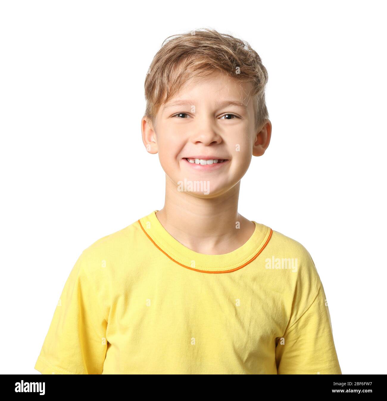 Happy little boy with healthy teeth on white background Stock Photo - Alamy