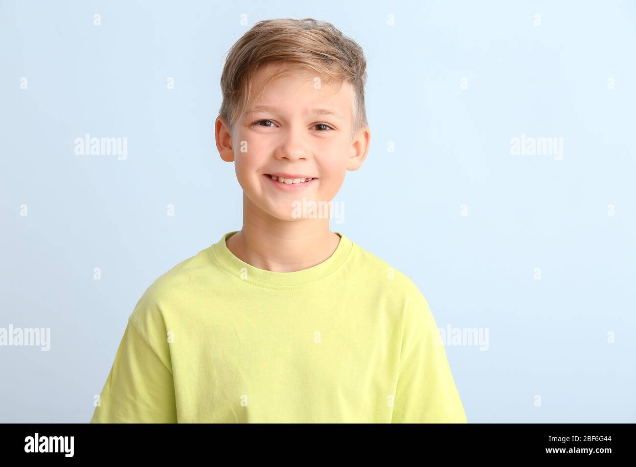 Happy little boy with healthy teeth on white background Stock Photo - Alamy