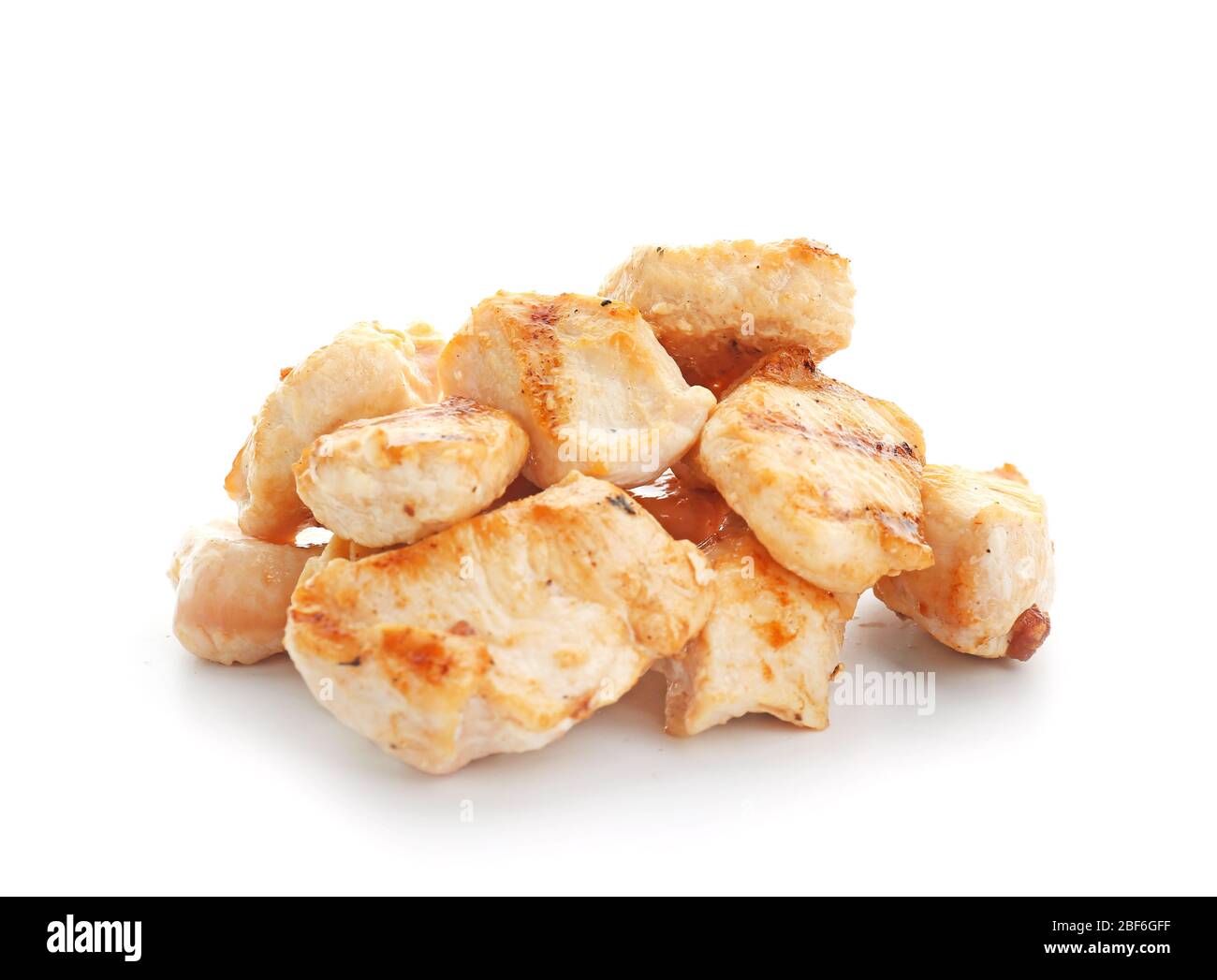 Cooked chicken meat on white background Stock Photo - Alamy