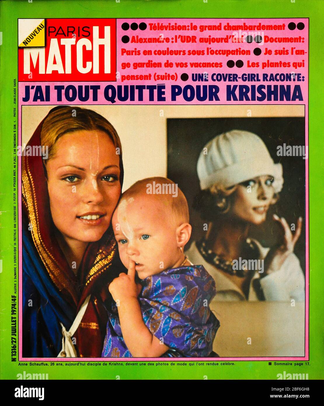 Frontpage of French news and people magazine Paris-Match, n° 1316, Anne ...