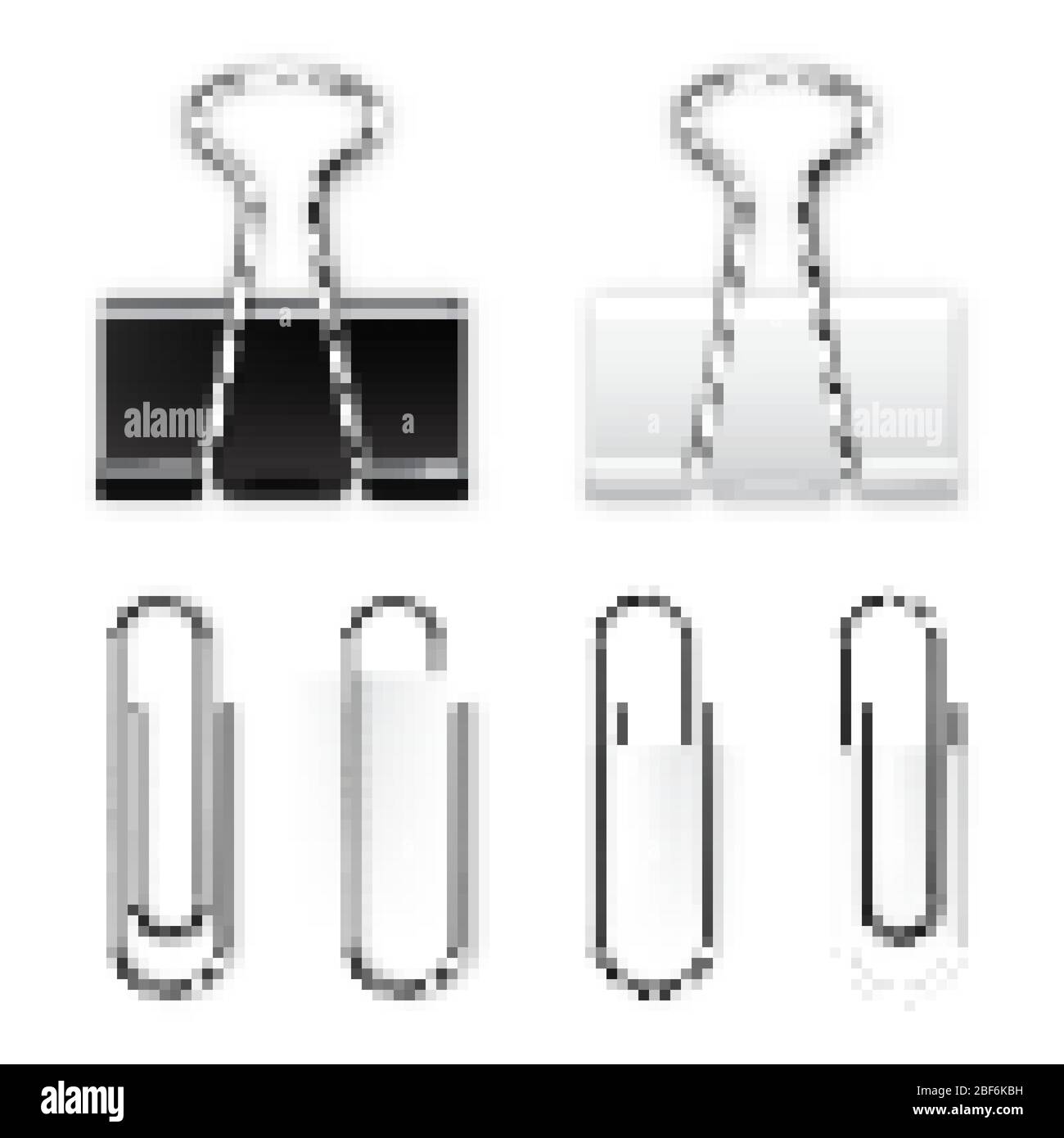 Realistic paper binders collection. Metal paper clip, holder. Design ...