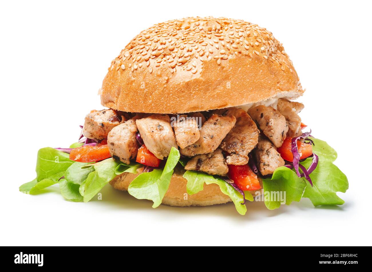 Tasty doner kebab in bun on white background Stock Photo - Alamy