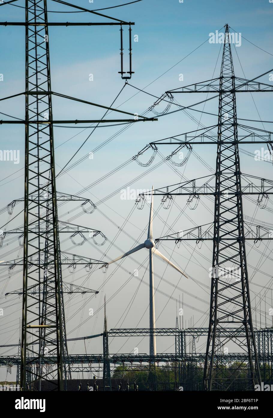 Extra-high voltage lines, 380 KV, at Gohrpunkt substation, the ...