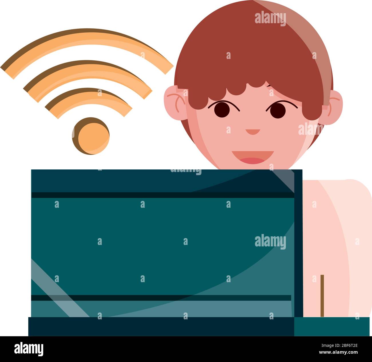 online activities, character with laptop conection internet vector ...