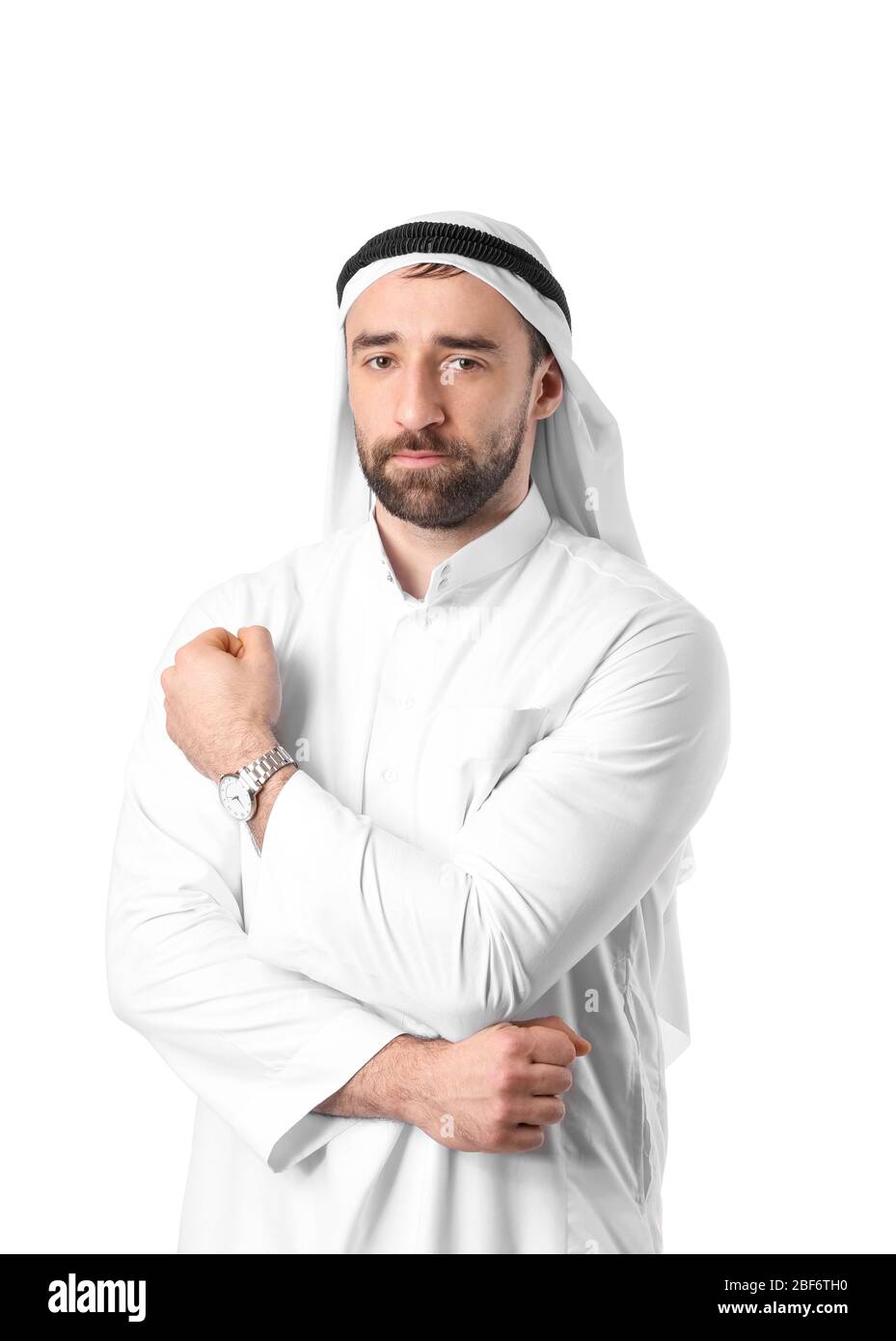 Handsome Arab man on white background Stock Photo - Alamy
