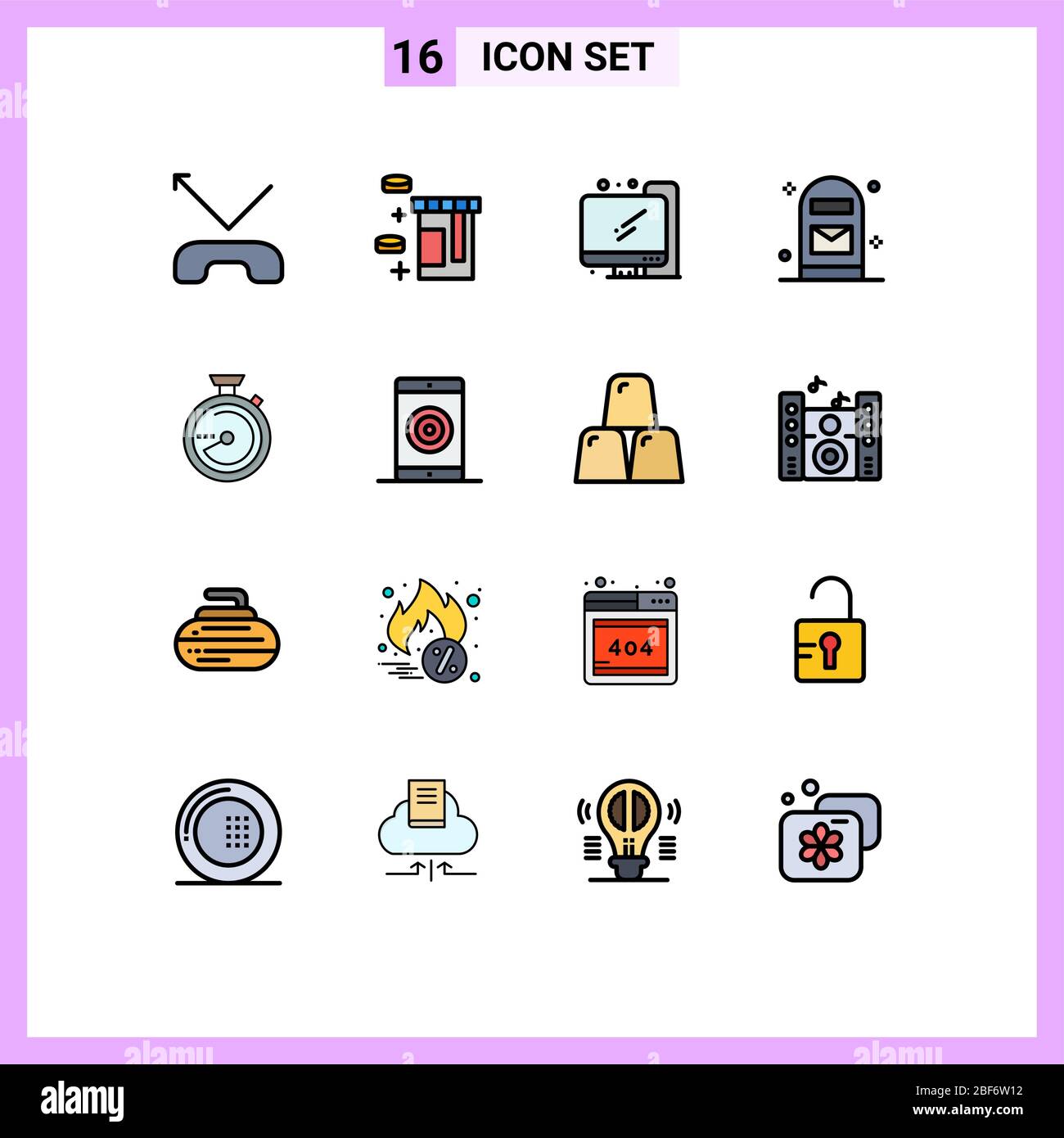 Set of 16 Modern UI Icons Symbols Signs for engine, navigation, back to school, compass, post ...