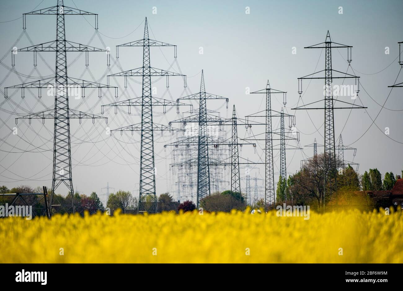 Extra-high voltage lines, 380 KV, power line, the electricity comes ...