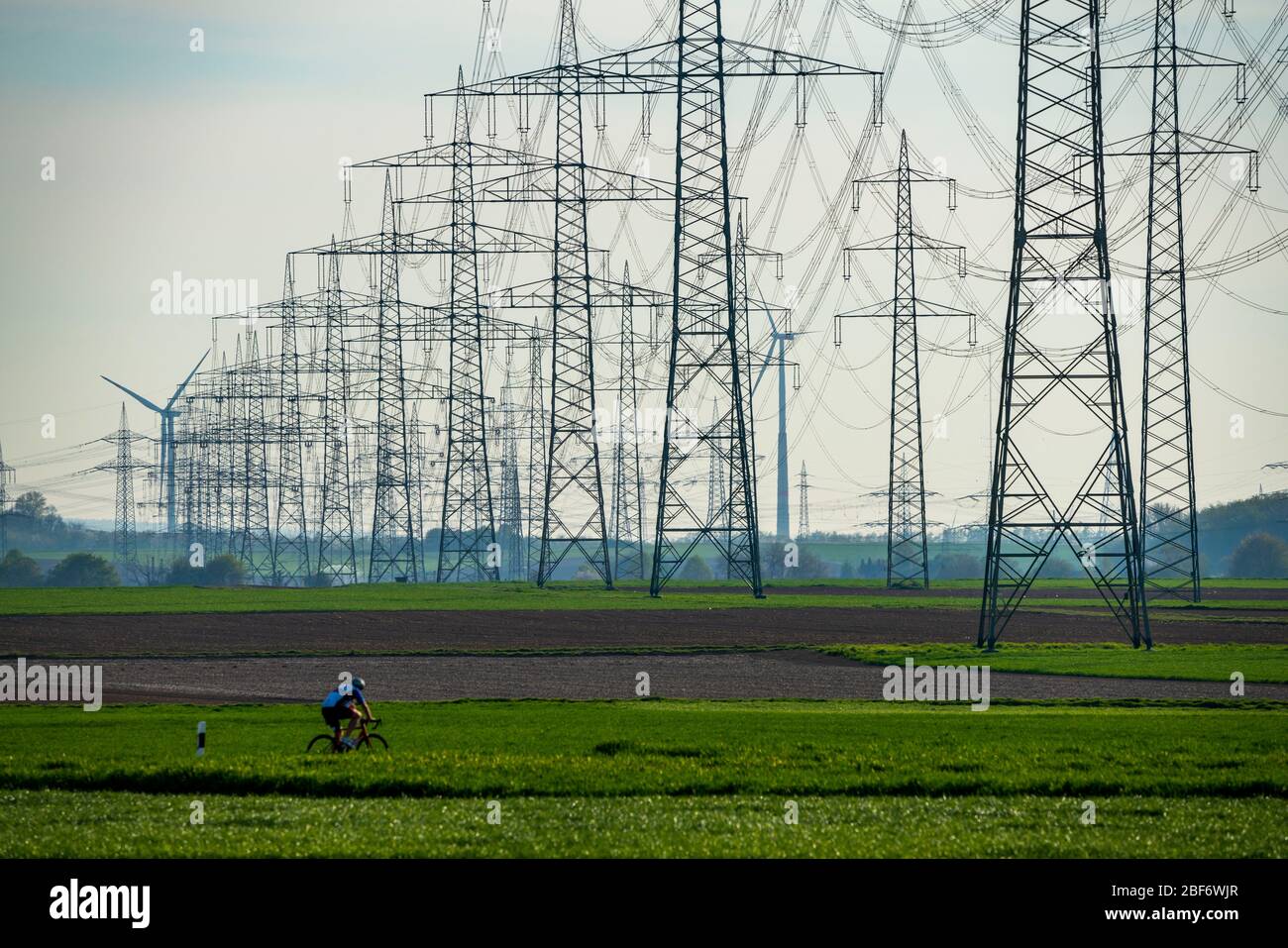 Extra-high voltage lines, 380 KV, power line, the electricity comes ...