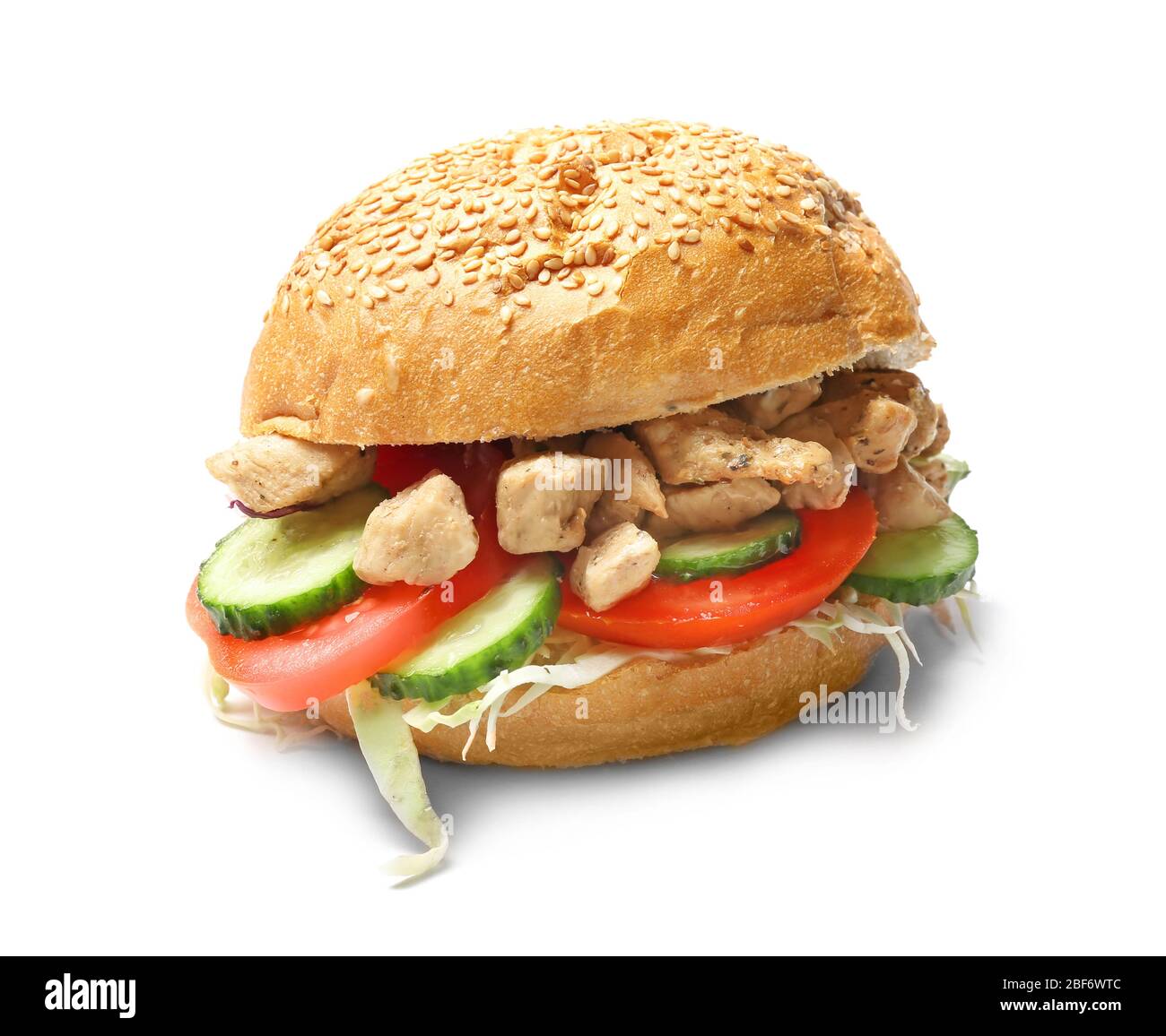 Tasty doner kebab in bun on white background Stock Photo - Alamy