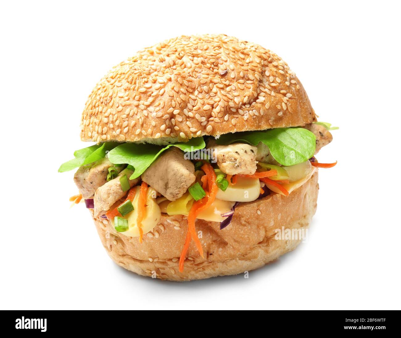 Tasty doner kebab in bun on white background Stock Photo - Alamy