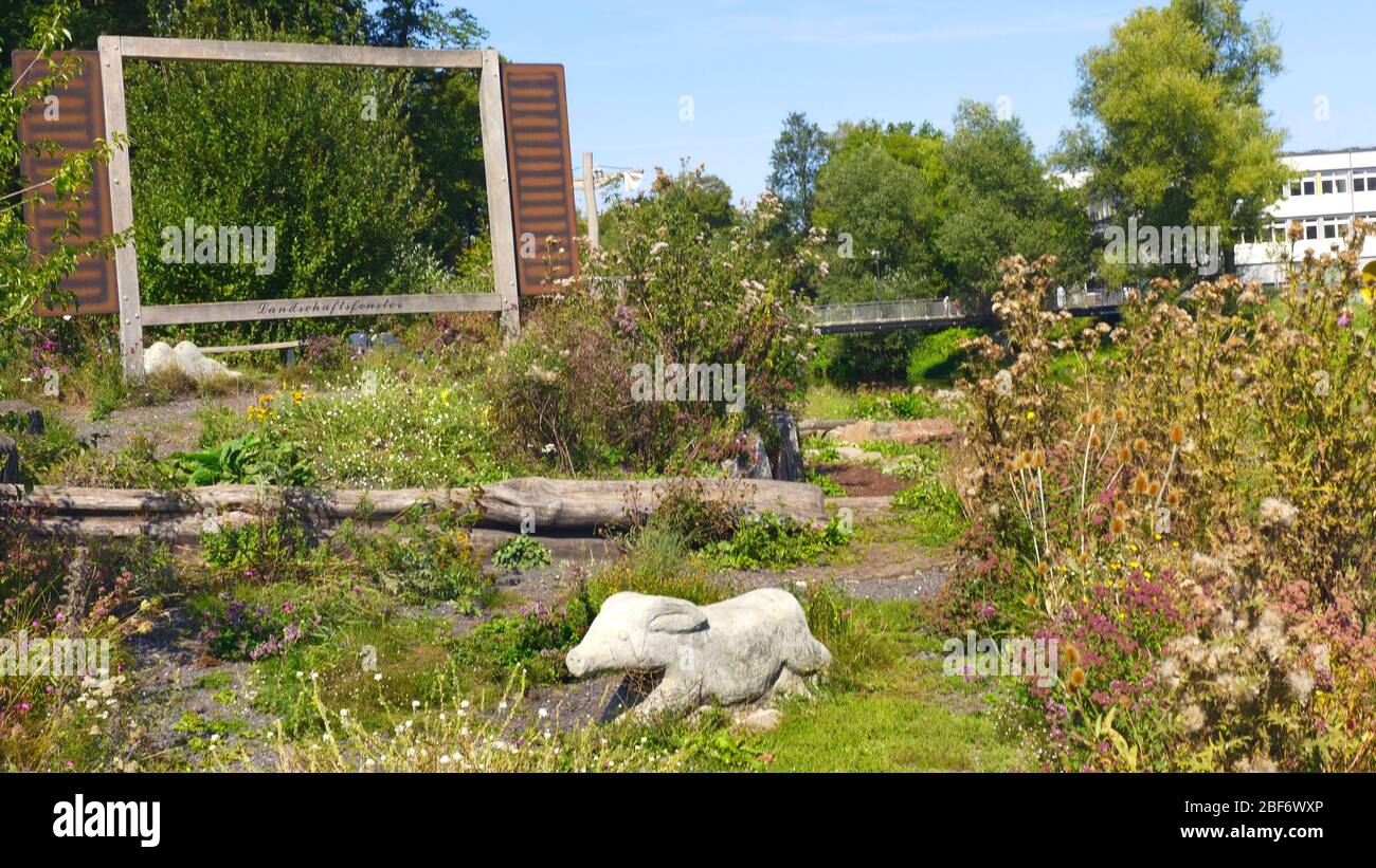 semi-natural design of open space with landscape window, Germany, North ...