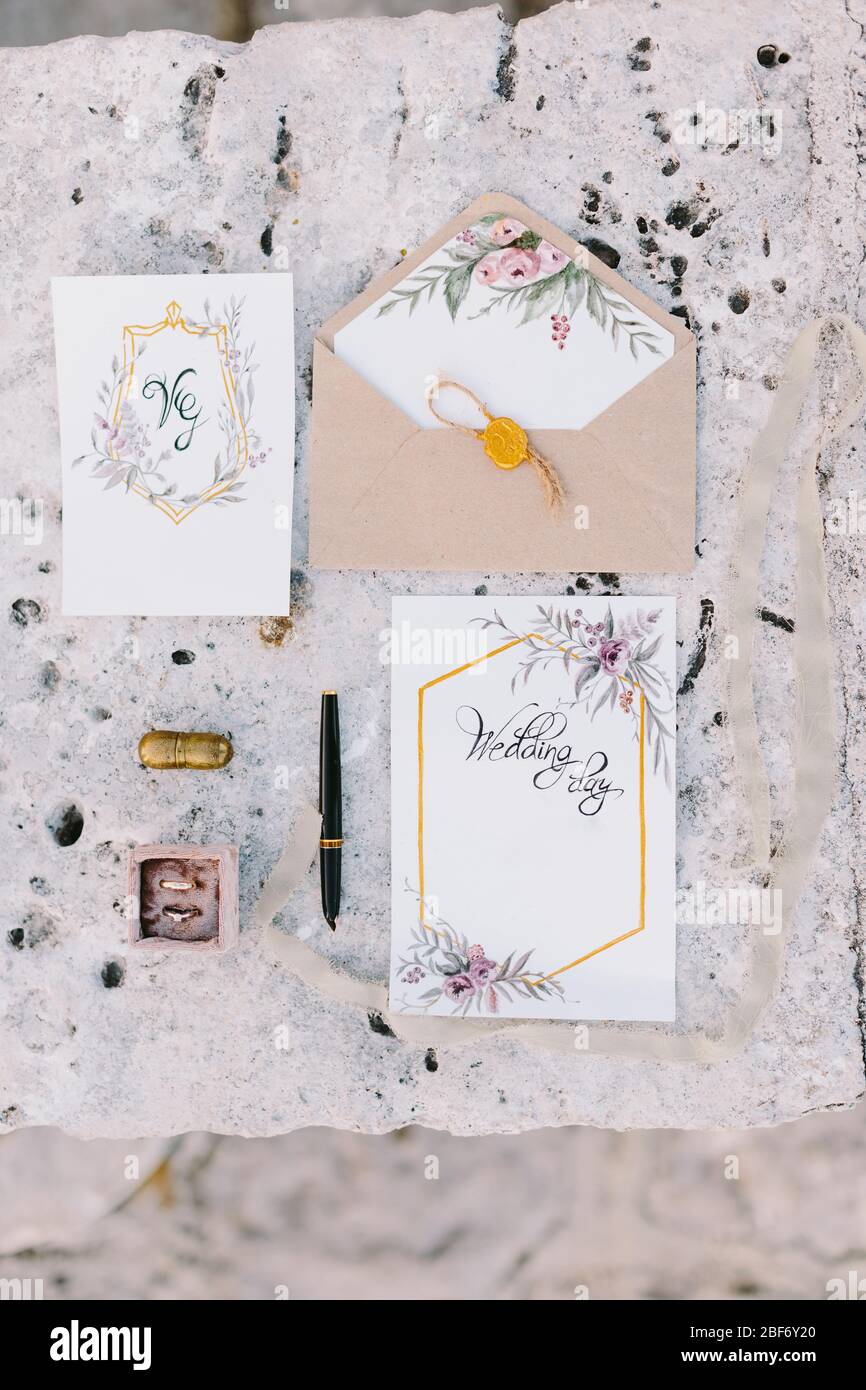 wedding invitation card decoration lay flat fine art wedding. Fine art ...