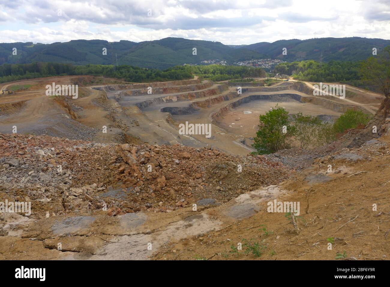 limestone quarry, landscape destruction, Germany, North Rhine ...