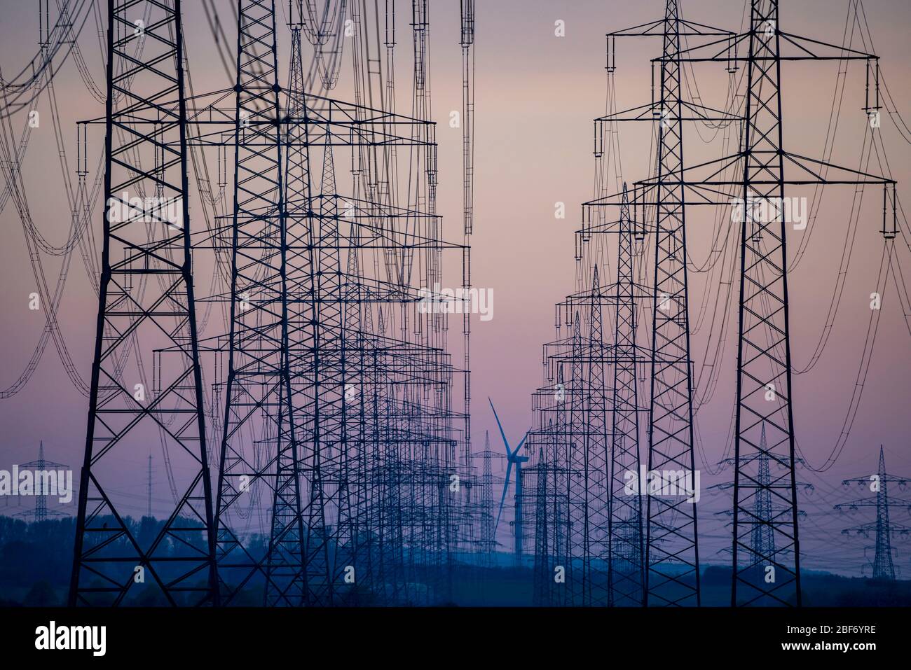 Extra-high voltage lines, 380 KV, power line, the electricity comes ...