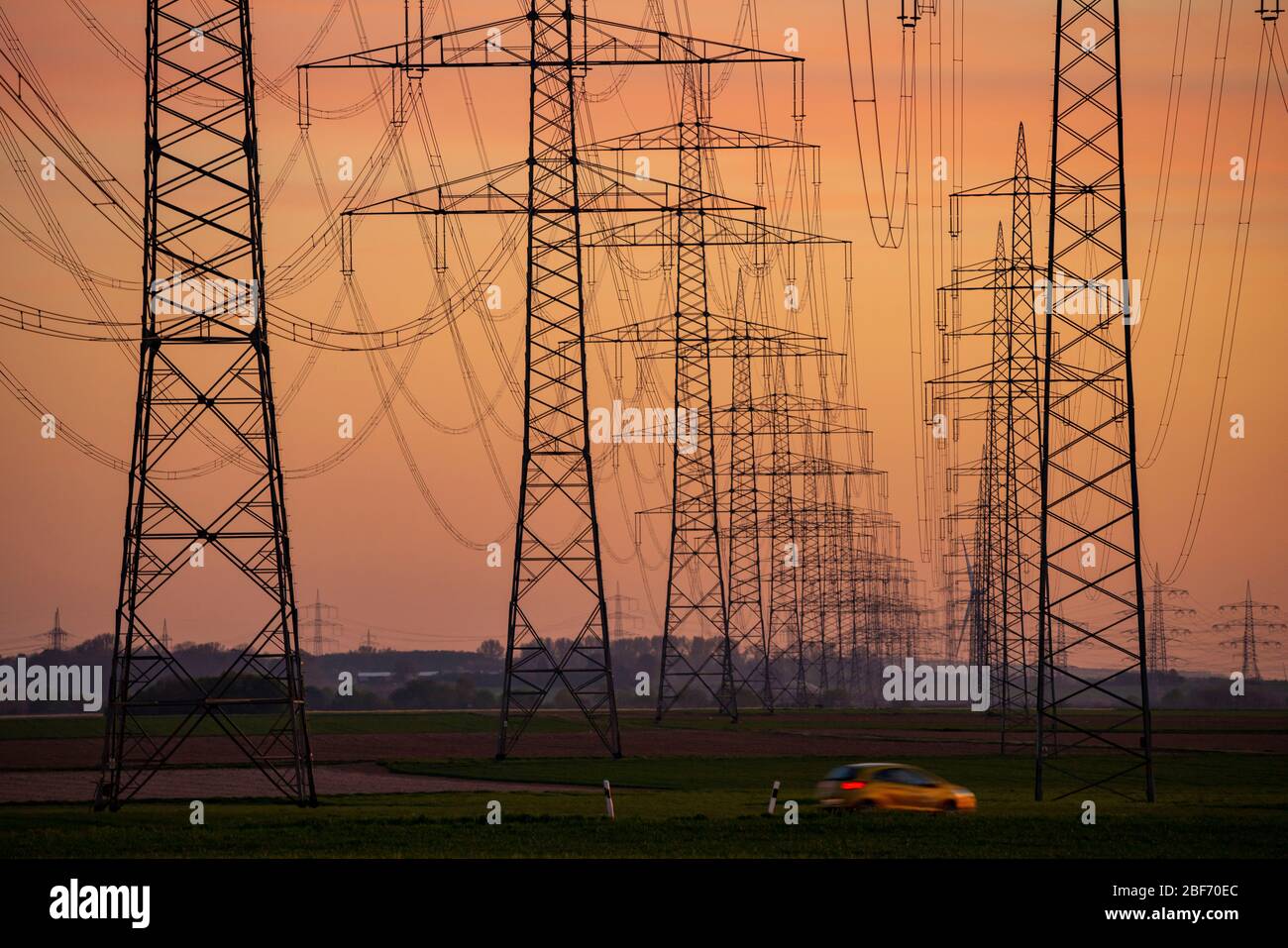 Extra-high voltage lines, 380 KV, power line, the electricity comes ...