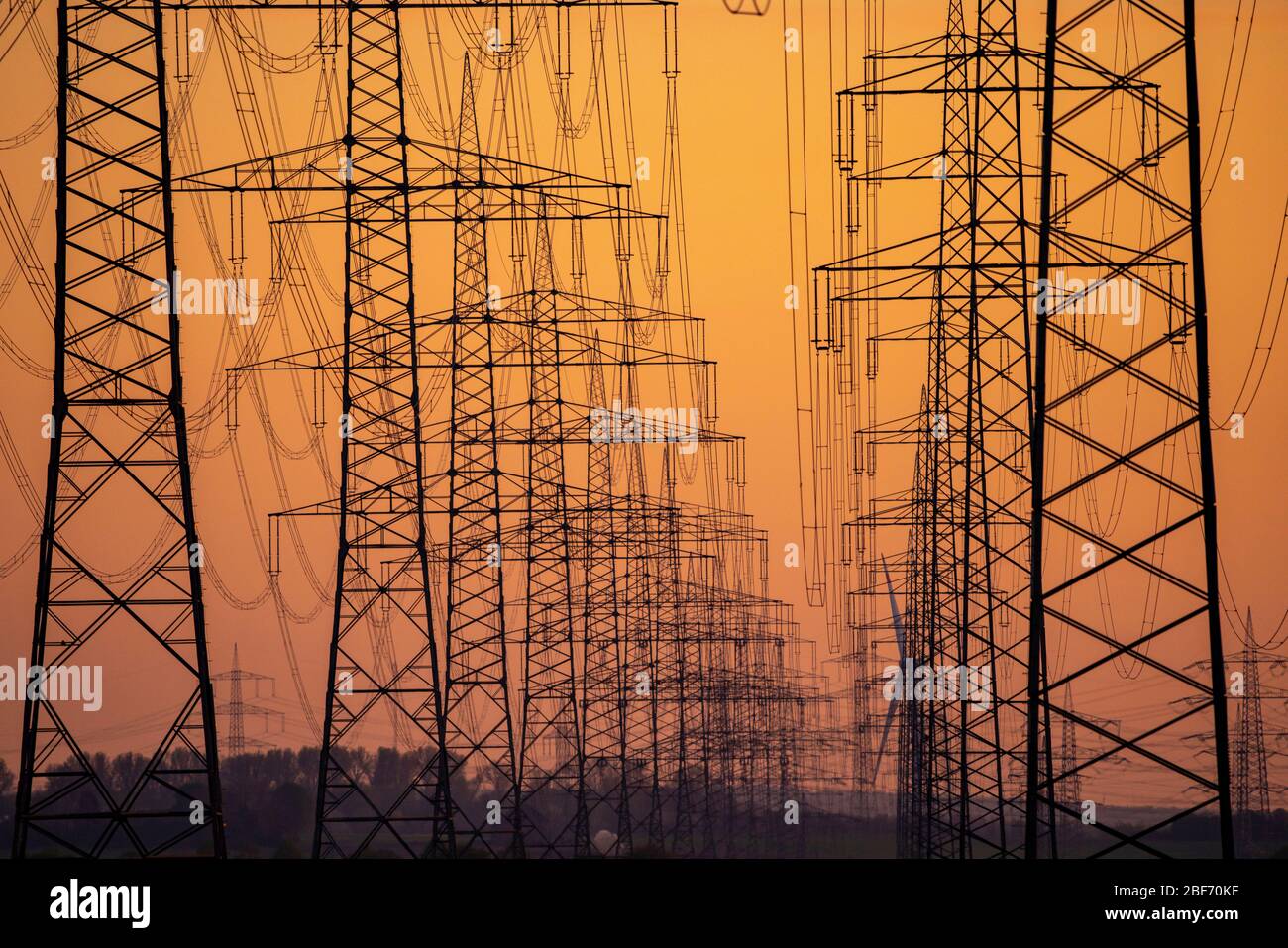 Extra-high voltage lines, 380 KV, power line, the electricity comes ...