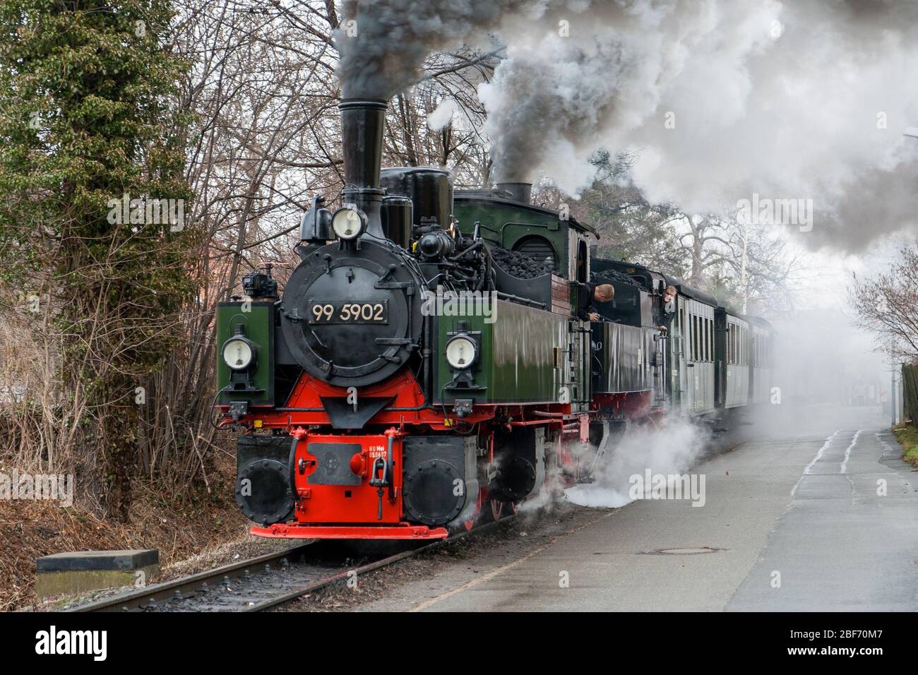 A steam train on the Harz narrow gauge railway leaving Wernigerode ...