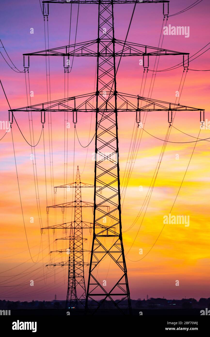 Extra-high voltage lines, 380 KV, power line, the electricity comes ...